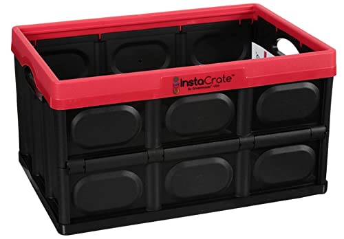 Instacrate Collapsible 12-Gallon Garage Play Room Storage Bin for Easy Storage Red with Black 3 Pack