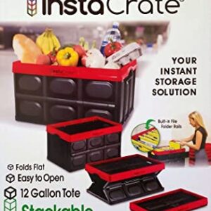 Instacrate Collapsible 12-Gallon Garage Play Room Storage Bin for Easy Storage Red with Black 3 Pack