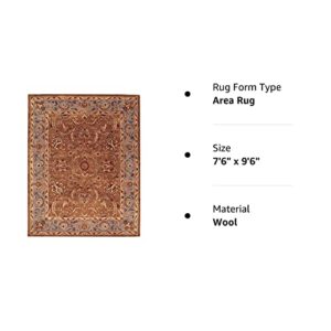 SAFAVIEH Heritage Collection 7'6" x 9'6" Brown / Blue HG812A Handmade Traditional Oriental Premium Wool Area Rug