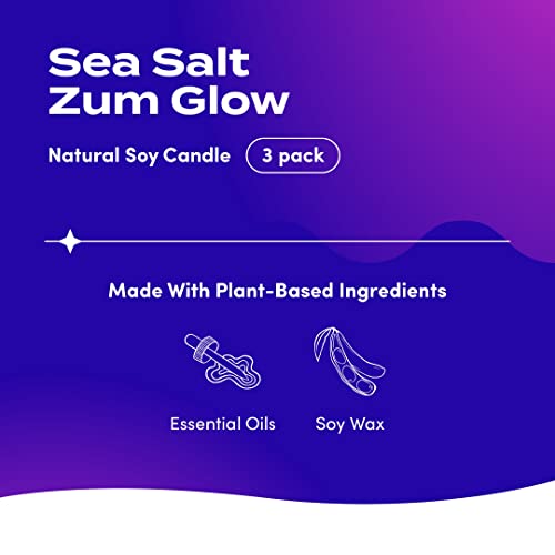 Zum Glow Soy Candle - Sea Salt - 7 oz (3 Pack)