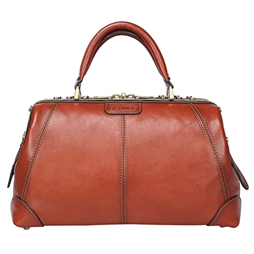 Banuce Fashion Full Grain Italian Leather Doctor Bag Purses and Handbags for Women Ladies Satchel