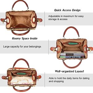 Banuce Fashion Full Grain Italian Leather Doctor Bag Purses and Handbags for Women Ladies Satchel