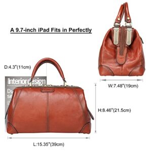 Banuce Fashion Full Grain Italian Leather Doctor Bag Purses and Handbags for Women Ladies Satchel