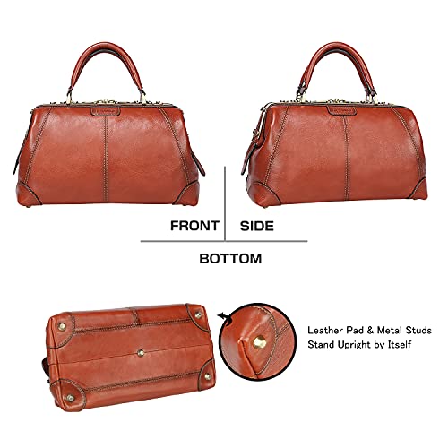 Banuce Fashion Full Grain Italian Leather Doctor Bag Purses and Handbags for Women Ladies Satchel