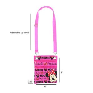 Disney's Minnie Mouse"Glam" Cross-Body Passport Purse Shoulder Bag, Neon Pink