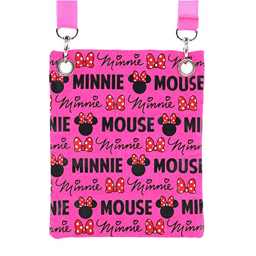 Disney's Minnie Mouse"Glam" Cross-Body Passport Purse Shoulder Bag, Neon Pink