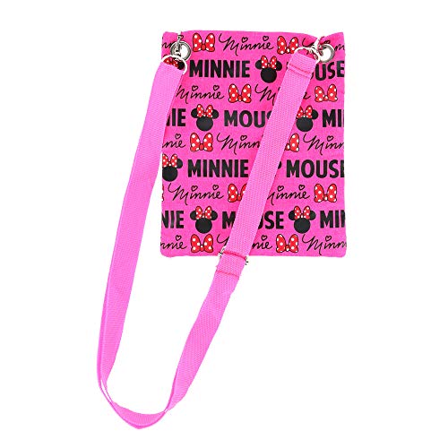 Disney's Minnie Mouse"Glam" Cross-Body Passport Purse Shoulder Bag, Neon Pink