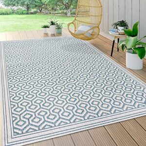 jonathan y smb111a-3 marvao diamond trellis indoor outdoor area-rug bohemian coastal easy-cleaning bedroom kitchen backyard patio non shedding, 3 x 5, teal/gray