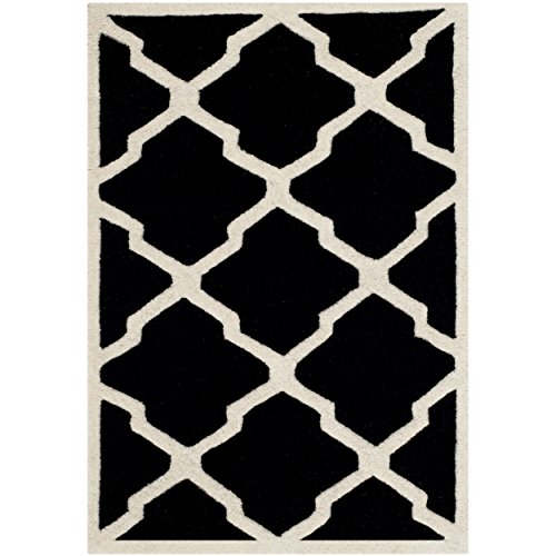 SAFAVIEH Chatham Collection 2' x 3' Black/Ivory CHT735K Handmade Trellis Premium Wool Accent Rug