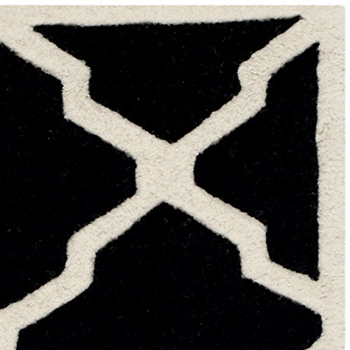 SAFAVIEH Chatham Collection 2' x 3' Black/Ivory CHT735K Handmade Trellis Premium Wool Accent Rug