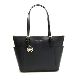 michael michael kors womens jet set leather shopper tote handbag black large