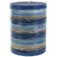 scented pillar candle – multi-layered hand made rustic blue candles with cotton wick – smokeless decorative candle for home interior, wedding, romantic event – 40 hour long burn