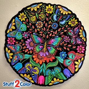 Stuff2Color Butterfly Fuzzy Velvet Mandala - 20x20 Inches - Coloring Poster