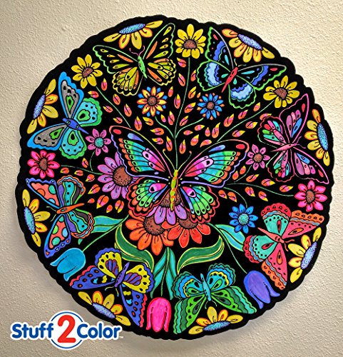 Stuff2Color Butterfly Fuzzy Velvet Mandala - 20x20 Inches - Coloring Poster