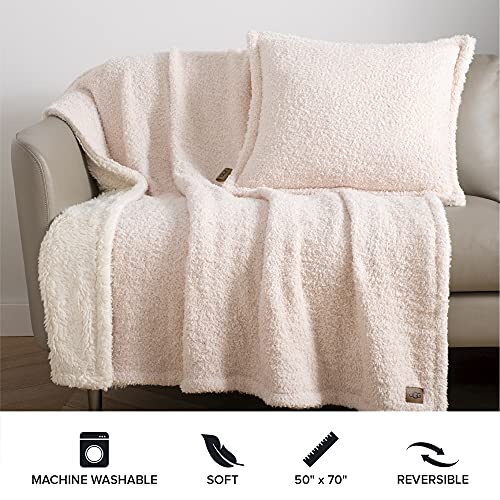 UGG Ana Knit Throw Blanket - Plush Oversized Reversible Accent Blanket - 50” x 70” - Shell