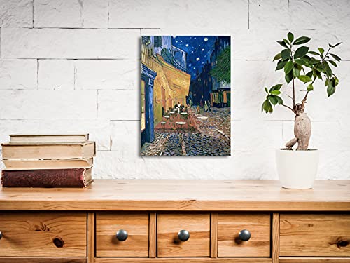 Wieco Art Cafe Terrace at Night Modern Stretched and Framed Giclee Canvas Prints Van Gogh Oil Paintings Reproduction Cityscape Picture on Canvas Wall Art Ready to Hang for Bedroom Kitchen Home Decor