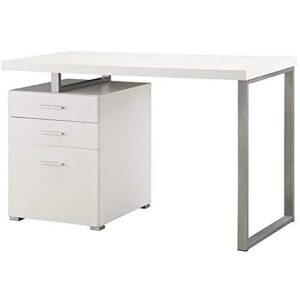 coaster brennan 3-drawer reversible set up office desk | white.