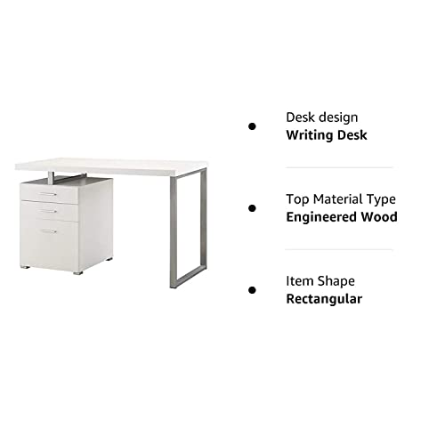 COASTER Brennan 3-Drawer Reversible set up Office Desk | White.