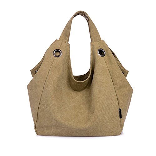 Good Bag Women's European Style Purse Casual Canvas Tote Durabel Shoulder Handbag Color Khaki