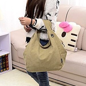 Good Bag Women's European Style Purse Casual Canvas Tote Durabel Shoulder Handbag Color Khaki