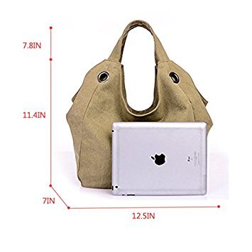 Good Bag Women's European Style Purse Casual Canvas Tote Durabel Shoulder Handbag Color Khaki