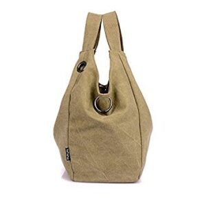 Good Bag Women's European Style Purse Casual Canvas Tote Durabel Shoulder Handbag Color Khaki