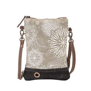 myra bag leafy upcycled canvas & leather crossbody bag s-1466