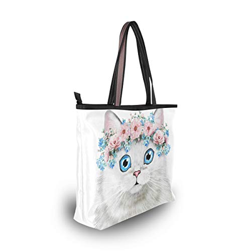 My Daily Women Tote Shoulder Bag Cute Watercolor Cat Handbag Medium