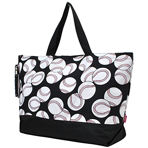 NGIL Baseball Black XL Canvas Tote Bag