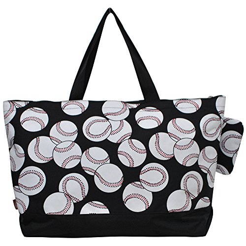 NGIL Baseball Black XL Canvas Tote Bag