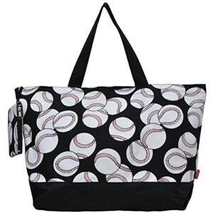 NGIL Baseball Black XL Canvas Tote Bag