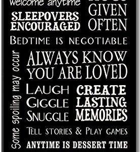 My Word! Mimi's Rules Decorative Sign, Black with Cream Lettering, 8.5x16