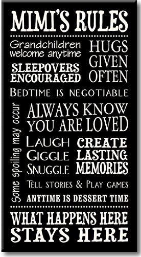 My Word! Mimi's Rules Decorative Sign, Black with Cream Lettering, 8.5x16