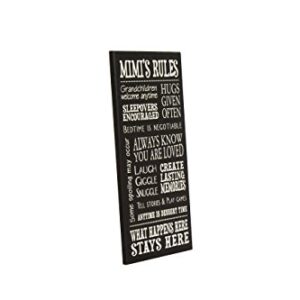 My Word! Mimi's Rules Decorative Sign, Black with Cream Lettering, 8.5x16