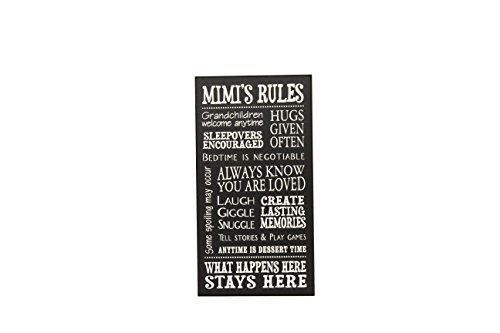 My Word! Mimi's Rules Decorative Sign, Black with Cream Lettering, 8.5x16