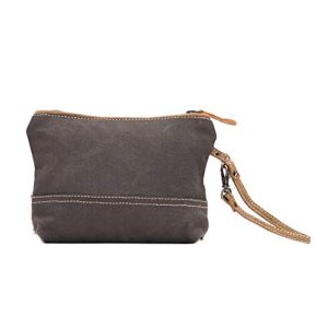 Myra Bag Urging Upcycled Canvas & Cowhide Wristlet Pouch Bag S-1514