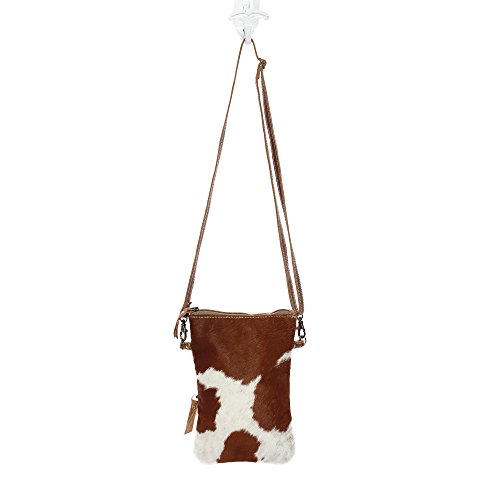 Myra Bag White & Brown Cowhide Crossbody Bag S-1173