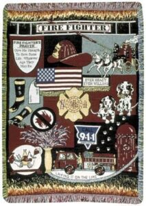 fire fighter fireman theme print 3 layer afghan throw blanket 50″ x 70″