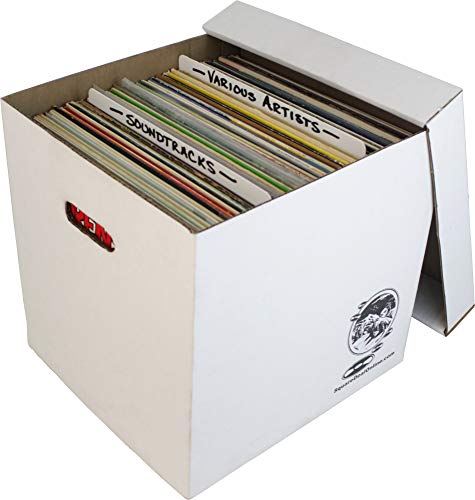 12" Vinyl Record Storage Box - Sturdy Cardboard with Removable Lid - Holds up to 90 Records or Laser Discs - 1 Box #12BC13