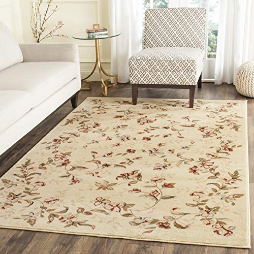 SAFAVIEH Lyndhurst Collection 5'3" x 7'6" Beige LNH325A Traditional Floral Non-Shedding Living Room Bedroom Dining Home Office Area Rug