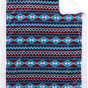 TrailCrest Ultra Soft Sherpa Fleece Throw Blanket, Cozy Plush Adult Blanket for Men & Women, Reversible with Aztec Prints, Machine Washable, 8 Colors