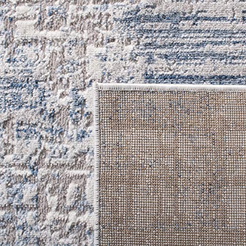 SAFAVIEH Amelia Collection 9' x 12' Blue/Grey ALA786M Modern Abstract Distressed Non-Shedding Living Room Bedroom Dining Home Office Area Rug