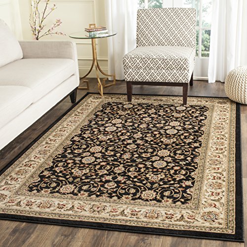 SAFAVIEH Lyndhurst Collection 4' x 6' Black/Ivory LNH316B Traditional Oriental Non-Shedding Living Room Bedroom Accent Rug