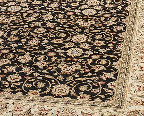 SAFAVIEH Lyndhurst Collection 4' x 6' Black/Ivory LNH316B Traditional Oriental Non-Shedding Living Room Bedroom Accent Rug