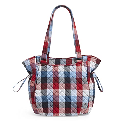 Vera Bradley Women's Cotton Glenna Satchel Purse, Patriotic Plaid - Recycled Cotton, One Size