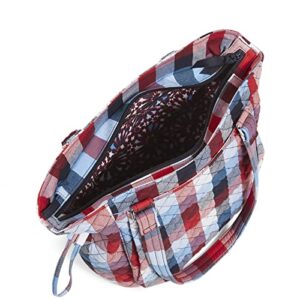 Vera Bradley Women's Cotton Glenna Satchel Purse, Patriotic Plaid - Recycled Cotton, One Size