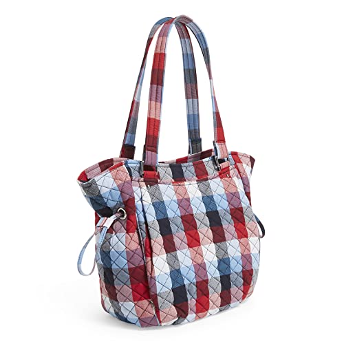 Vera Bradley Women's Cotton Glenna Satchel Purse, Patriotic Plaid - Recycled Cotton, One Size