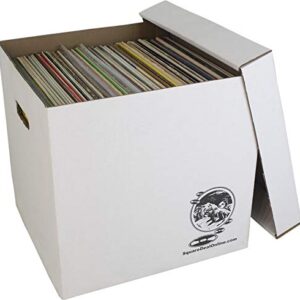 12" Vinyl Record Storage Box - Sturdy Cardboard with Removable Lid - Holds up to 90 Records or Laser Discs - Set of 10 Boxes #12BC13