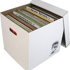 12" Vinyl Record Storage Box - Sturdy Cardboard with Removable Lid - Holds up to 90 Records or Laser Discs - Set of 10 Boxes #12BC13