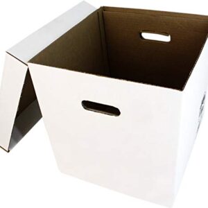 12" Vinyl Record Storage Box - Sturdy Cardboard with Removable Lid - Holds up to 90 Records or Laser Discs - Set of 10 Boxes #12BC13